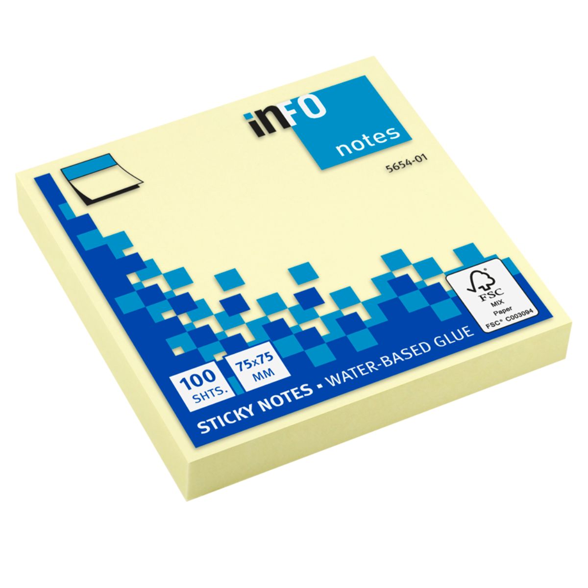 Samolepljivo blokče INFO Sticky notes - žuta | Knjižara Prima