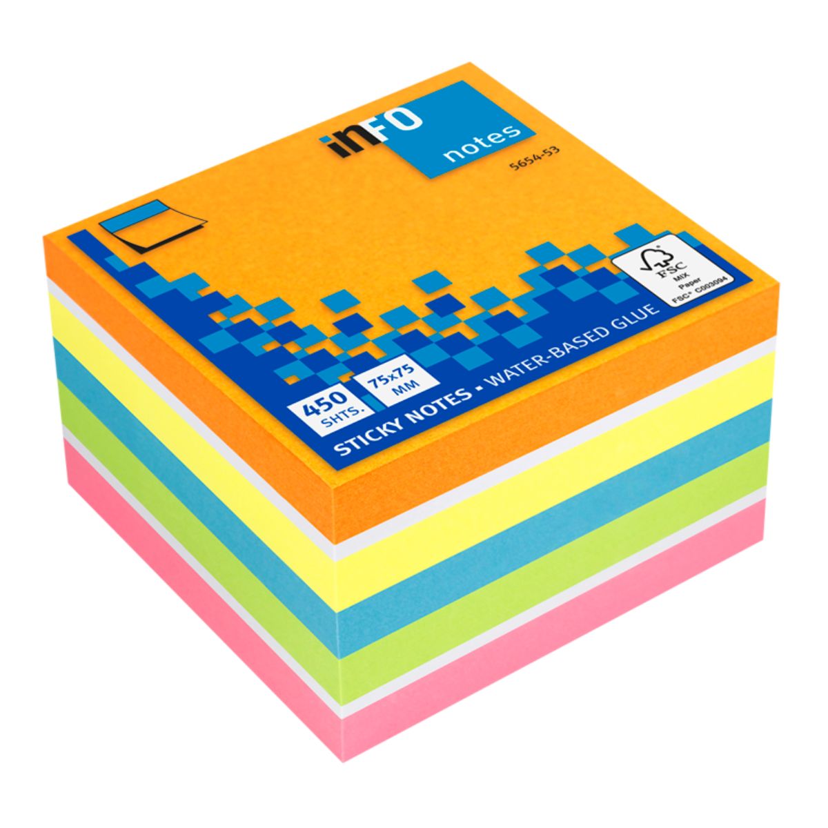 Samolepljivo blokče INFO Sticky notes - neon miks boja | Knjižara Prima