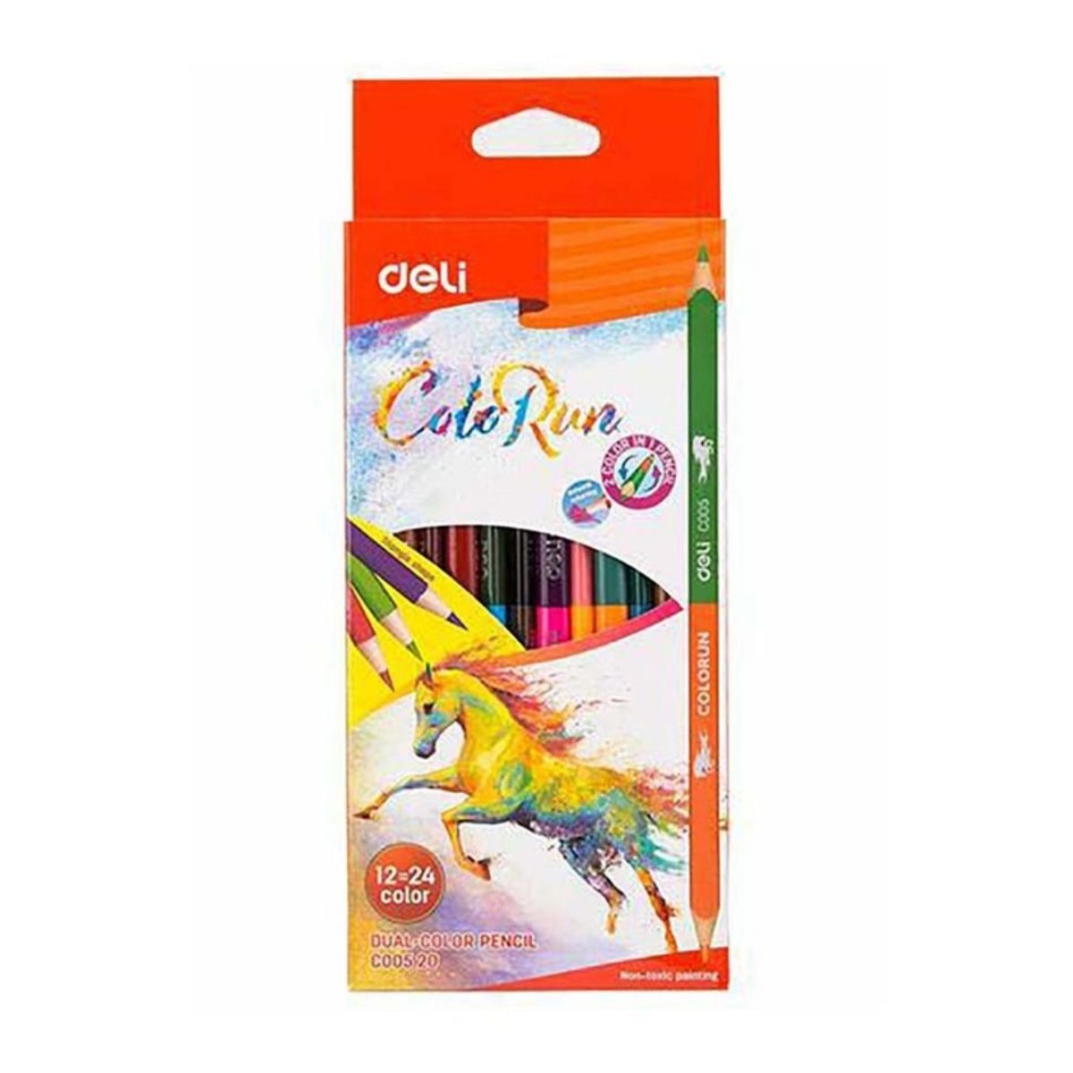 Drvene bojice 12 DELI Color Run dvobojne | Knjižara Prima