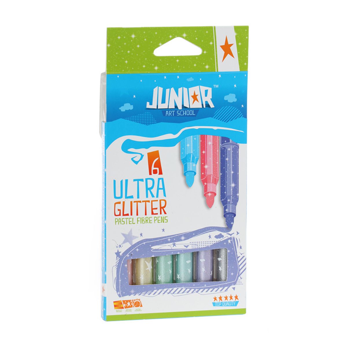 Flomasteri 6 JUNIOR Ultra Glitter Pastel | Knjižara Prima